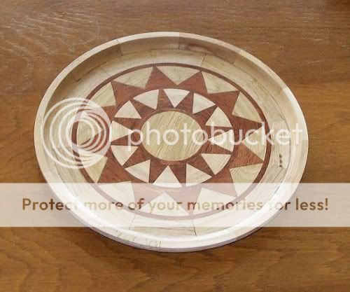 Segmented oak platter with a merbau dubble star inlay | UK Workshop